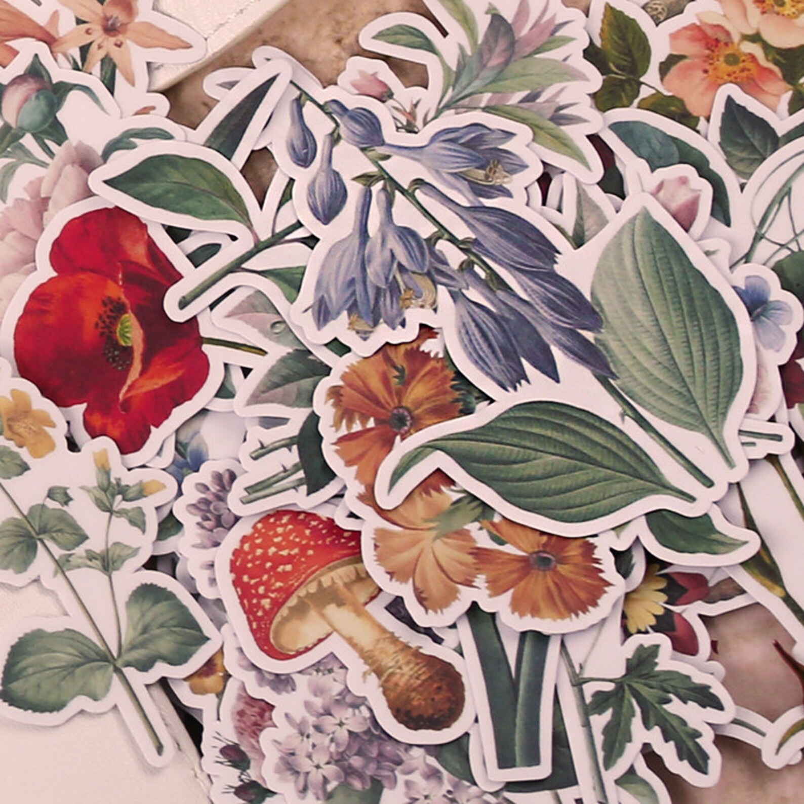 52 PCS Vintage Flowers Stickers Pack Vinyl Flowers Sticker | Etsy