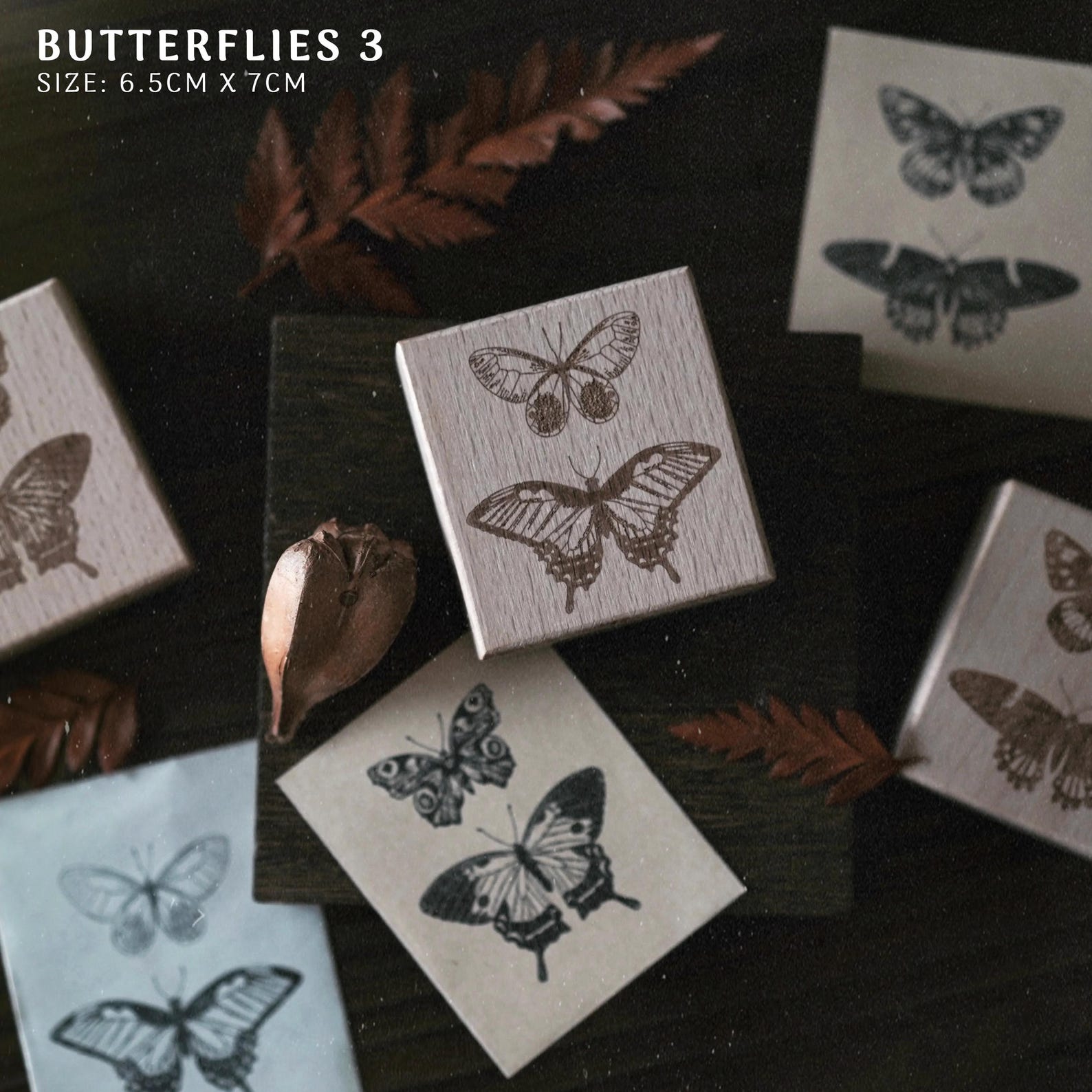 Large Butterfly Illustration Rubber Stamps, Butterflies Wooden Stamp ...