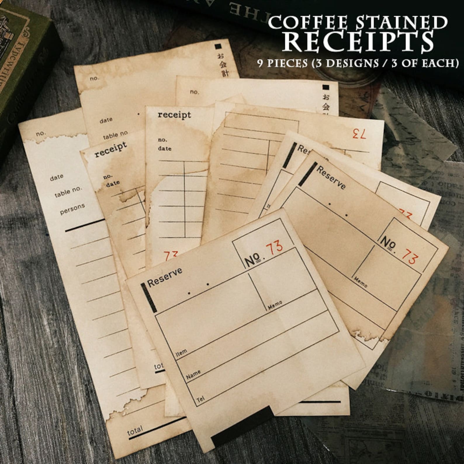 Coffee Stained Receipt Prints Vintage Restaurant Receipt - Etsy