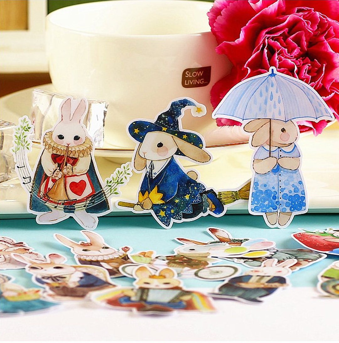 Rabbit Sticker Pack, Bunny Tales Stickers Set, Animals Die-cut Planner ...