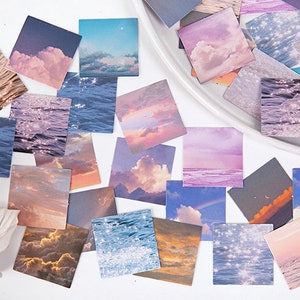 Cloudy Sky Box Sticker Set, Clouds, Aesthetic Sunset Planner Stickers ...