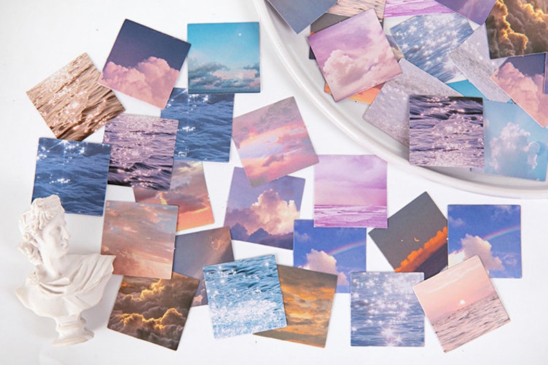 Cloudy Sky Box Sticker Set Clouds Aesthetic Sunset Planner - Etsy