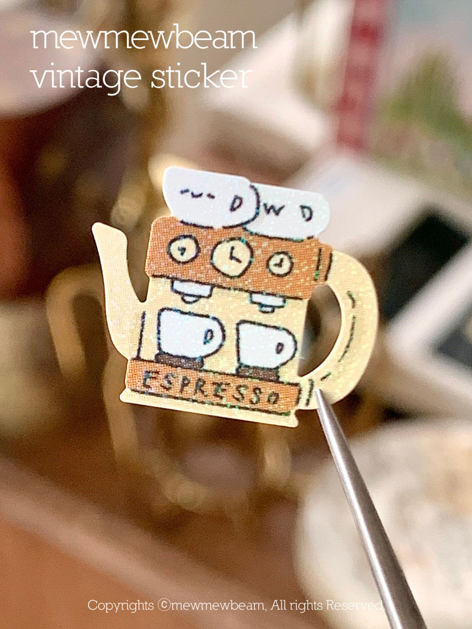 Cat Barista Stickers Sheet, Coffee Shop, Holographic Glitter Stickers ...