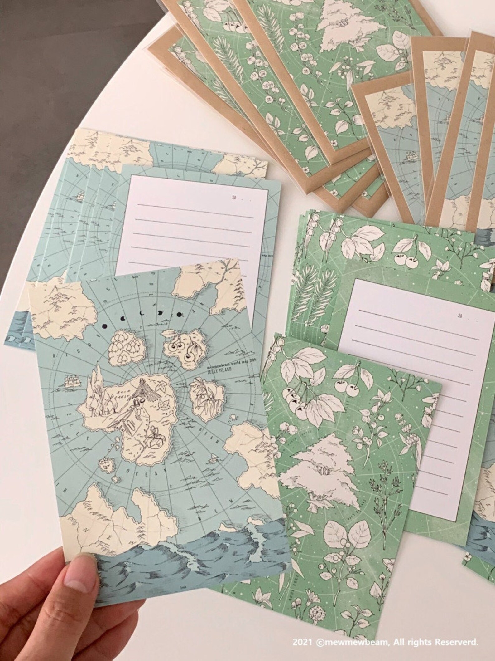 Mewmewbeam Letter Paper Set, Map 009 and 010, Fantasy World Map Note ...