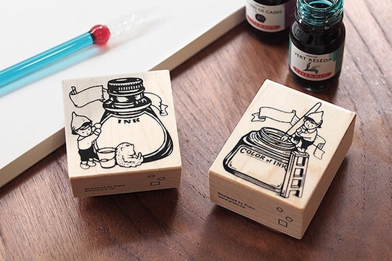 Ink Bottle Rubber Stamp Fountain Pen Ink Swatch Empty Glass - Etsy