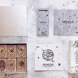 Genesis Rubber Stamp Set, Wooden Galaxy Themed Stamps, Space, Craft Kit ...