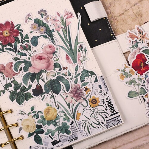 52 PCS Vintage Flowers Stickers Pack Vinyl Flowers Sticker - Etsy