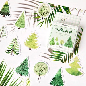 Forest Sticker Set, Flower, Pine Tree Stickers, Nature Themed Journal ...