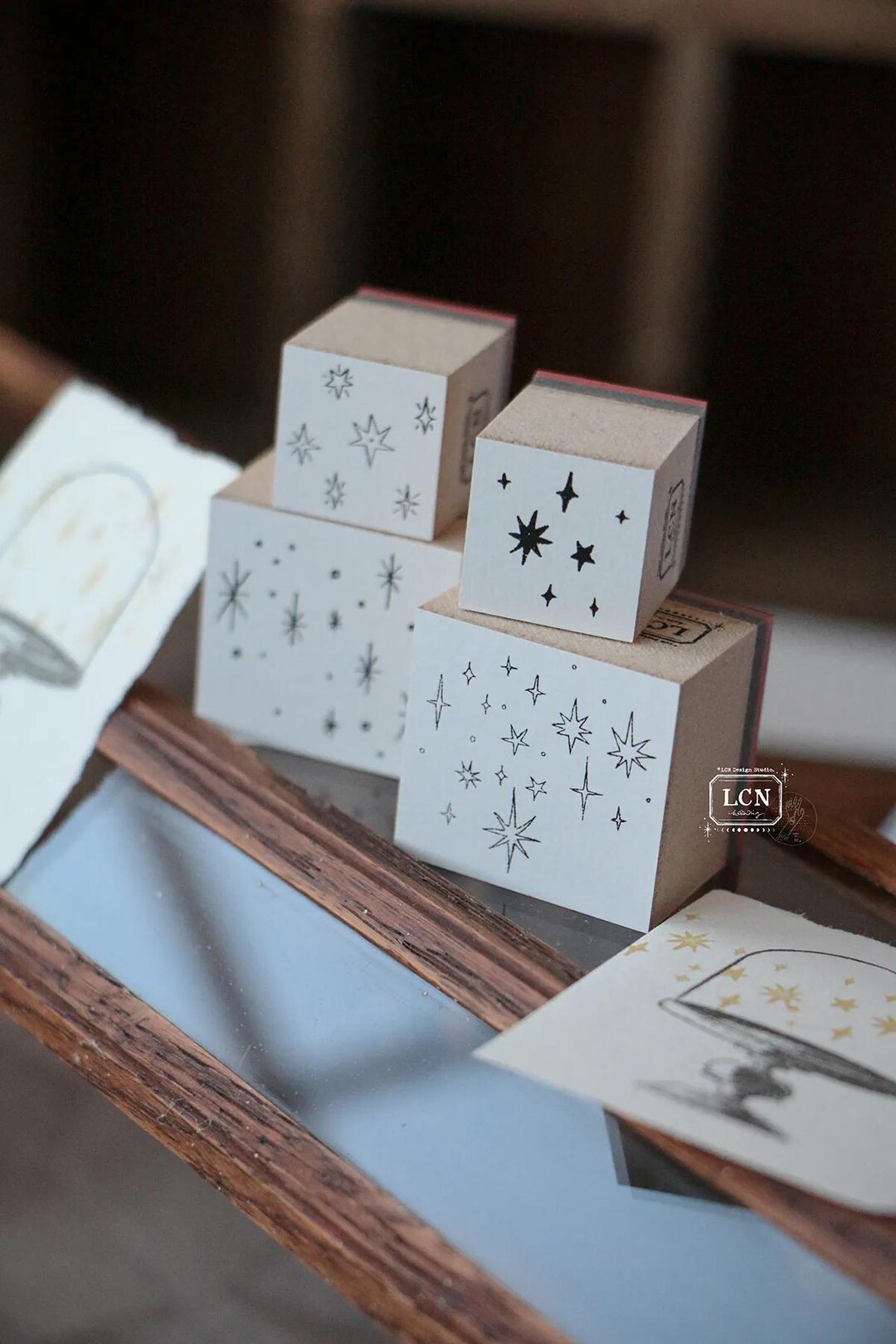 Hand Drawn Stars Rubber Stamp, LCN Design Studio Lignous Stamp, Lin ...