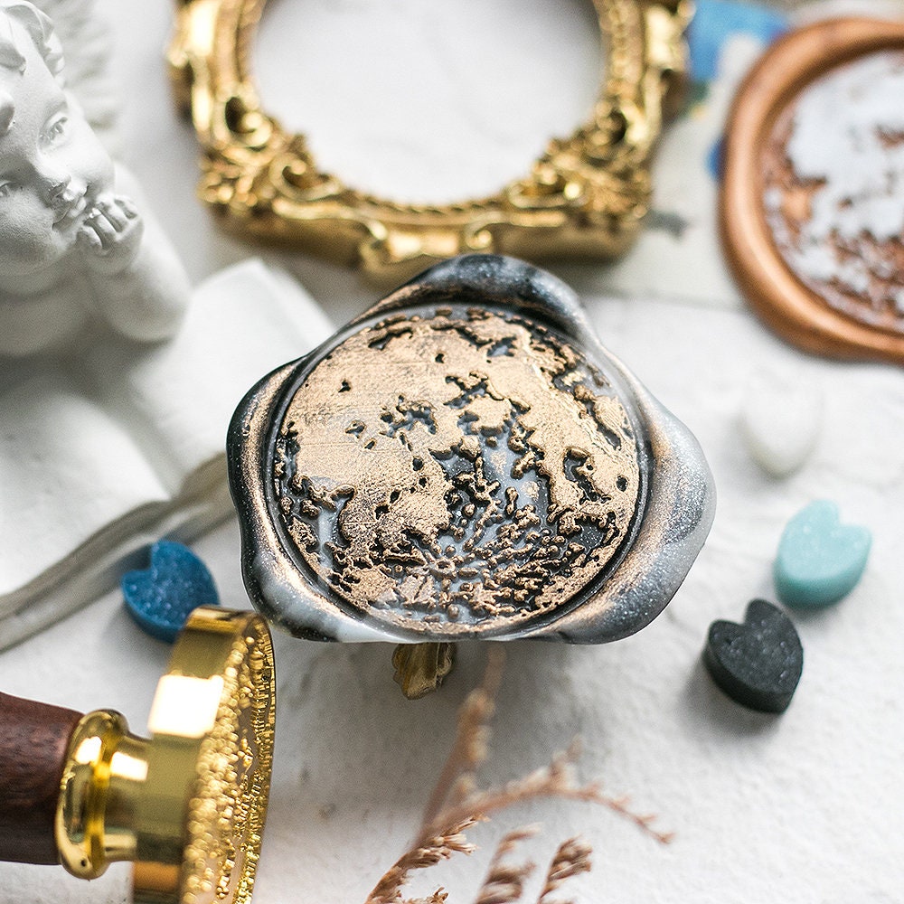 Moon Wax Seal Stamp Moon Face Wax Seal Lunar Phase Inspired - Etsy