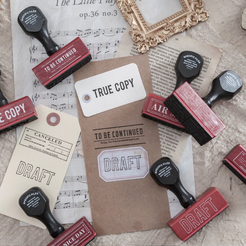 Old School Post Office Label Stamps, Wooden Handle Stamp, Air Mail ...