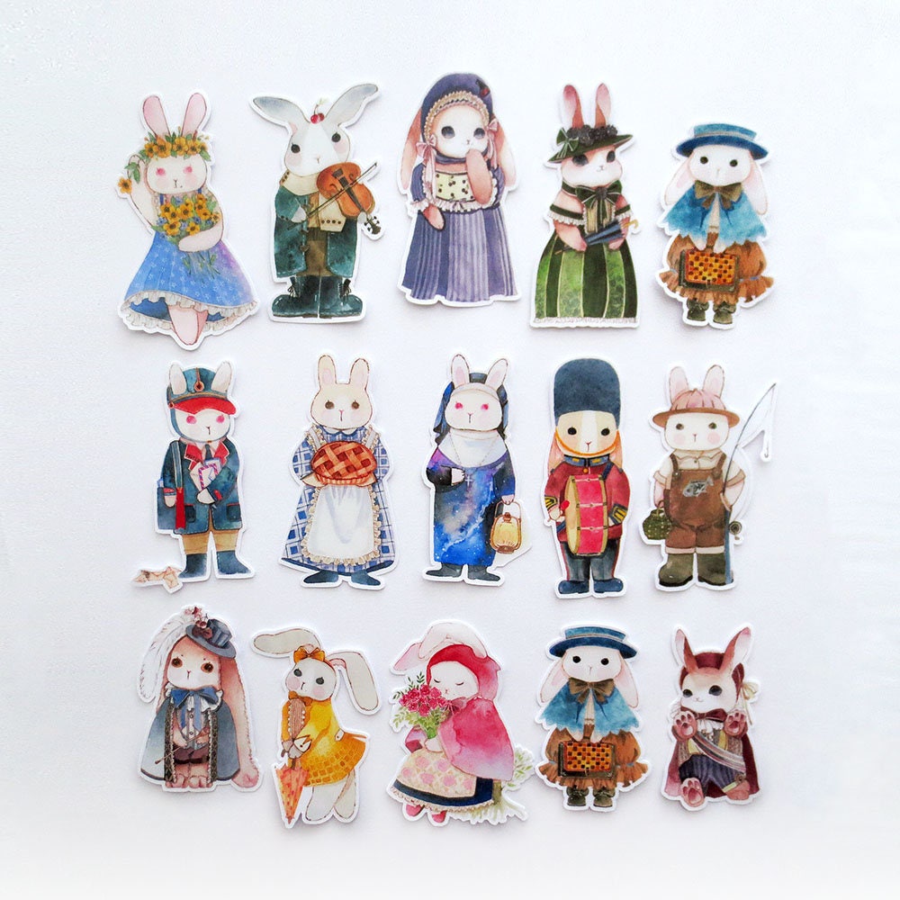 Rabbit Sticker Pack Bunny Tales Series B Stickers Set | Etsy