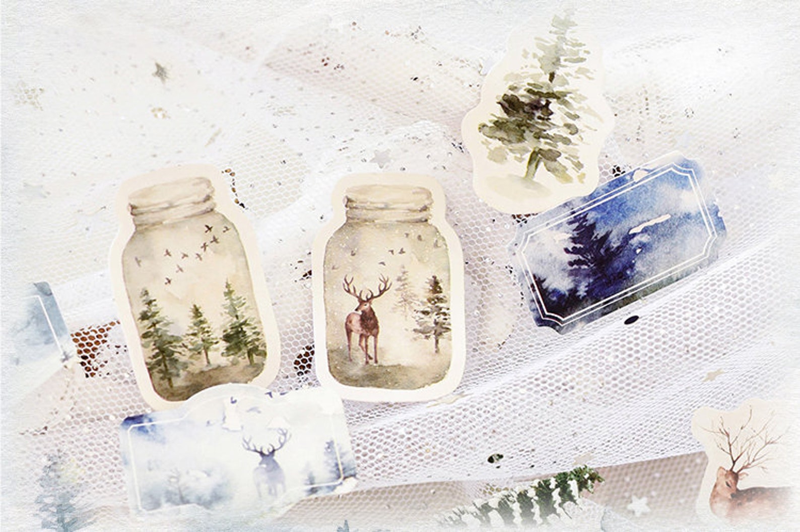 Forest Mist Sticker Set Forest Animals Stickers Box Set Fox | Etsy