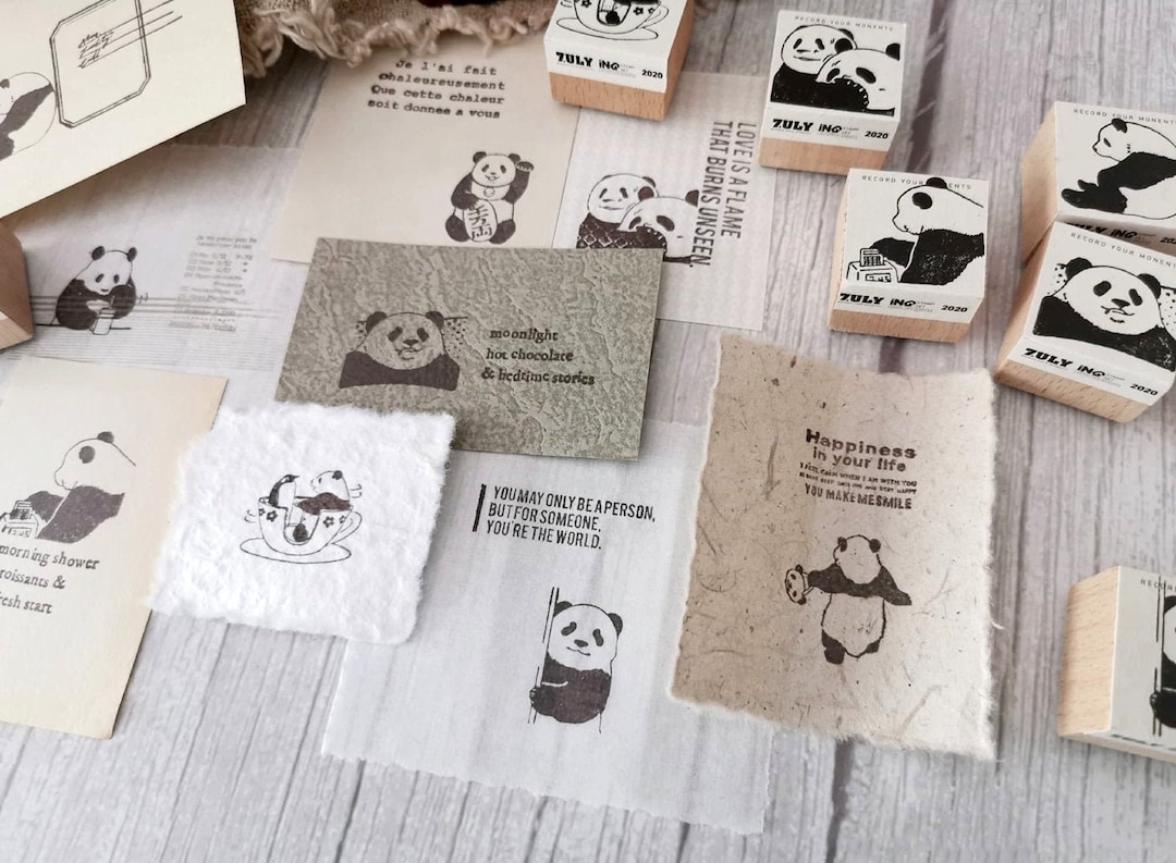 Panda Wooden Stamps, Panda's Daily Life Rubber Stamps, Original Design ...
