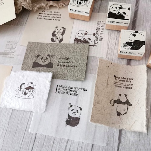 Panda Wooden Stamps Panda's Daily Life Rubber Stamps - Etsy