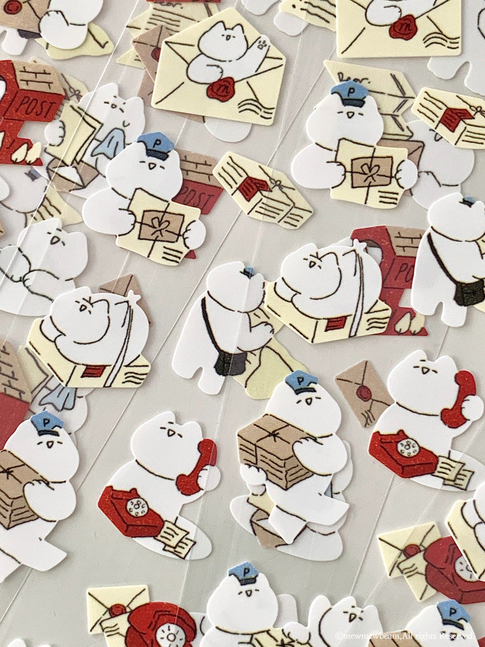 Postman Stickers Sheet Cat Post Office Mewmewbeam Kiss-cut - Etsy