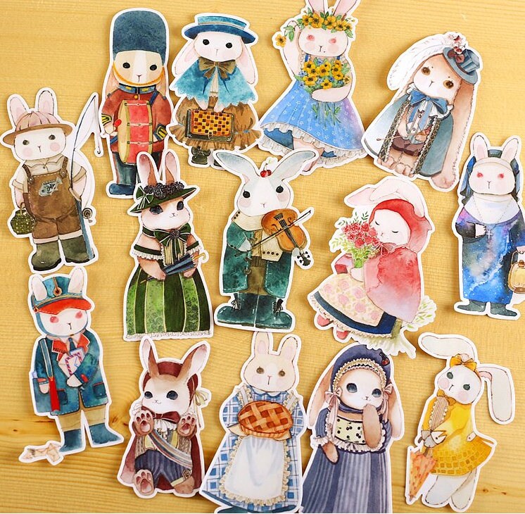 Rabbit Sticker Pack Bunny Tales Series B Stickers Set - Etsy