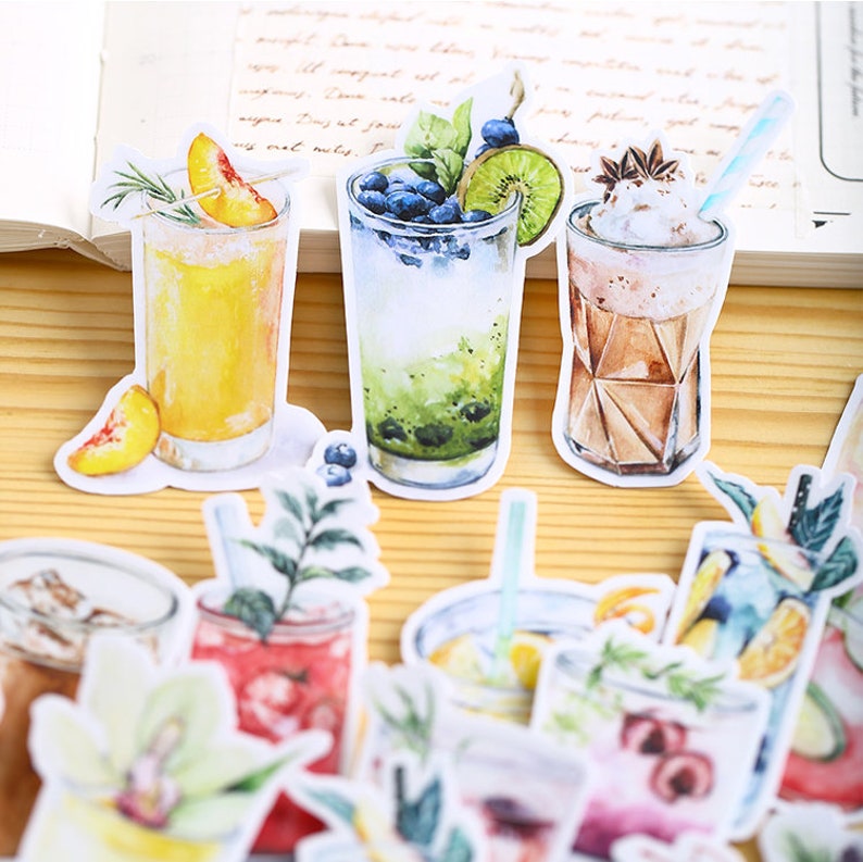 Cocktail Drinks Sticker Pack Juice Smoothie Cappuccino - Etsy