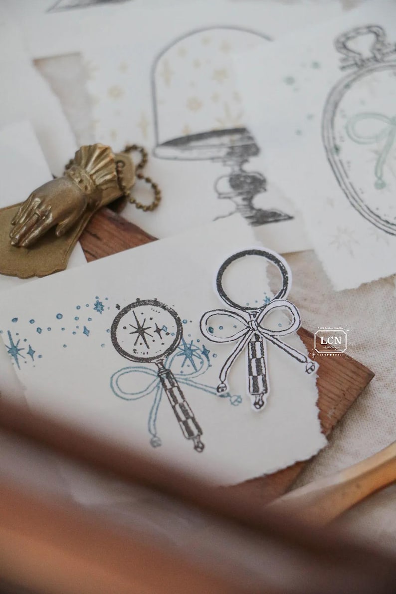 Magnifying Glass Rubber Stamp, LCN Design Studio Lignous Stamp, Lin ...