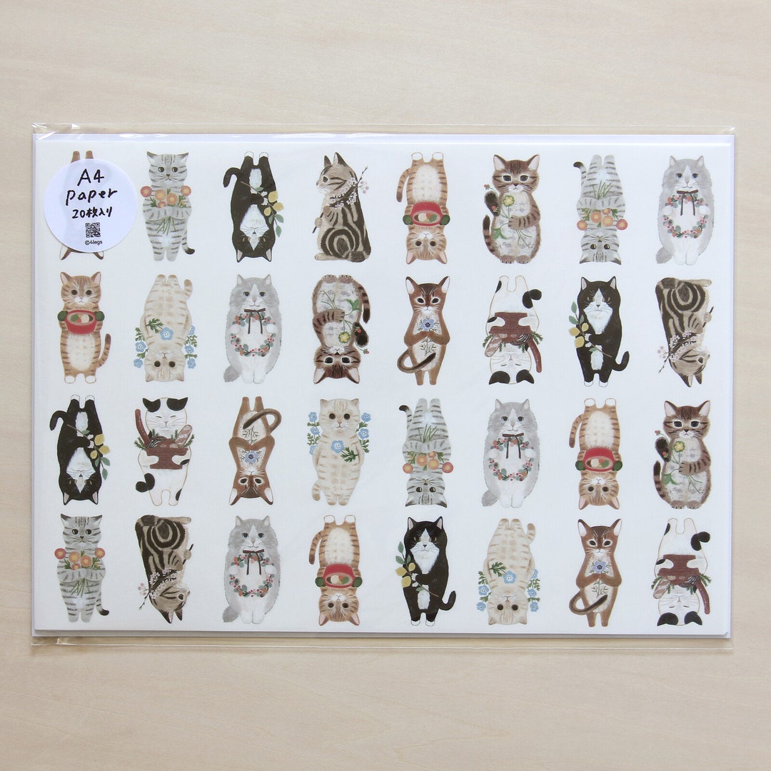 Cats in A Picture Book A4 Wrapping Paper, 4legs Original Design ...