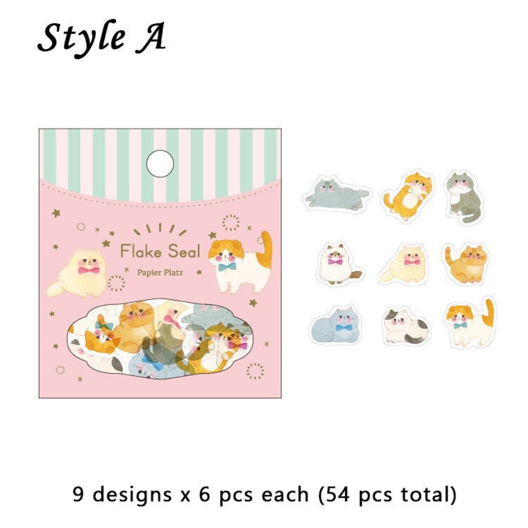 Cat Stickers Pack, Yoko X Papier Platz Sticker Flakes, Ragdoll, Siamese ...
