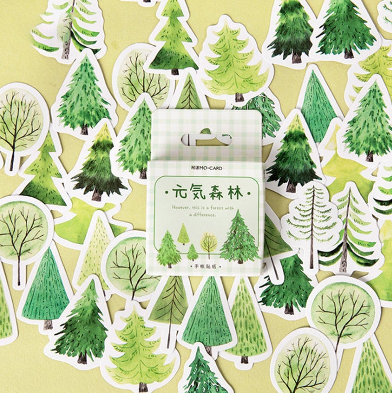 Forest Sticker Set, Flower, Pine Tree Stickers, Nature Themed Journal ...