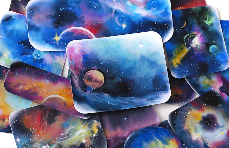 Galaxy Themed Stickers Pack Space Sticker Set Nebula Milky | Etsy