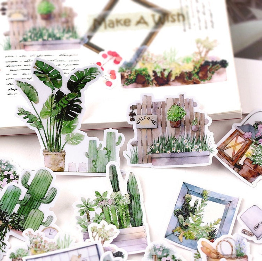 House Plants Stickers Pack, Garden Sticker Pack, Succulent, Cactus ...