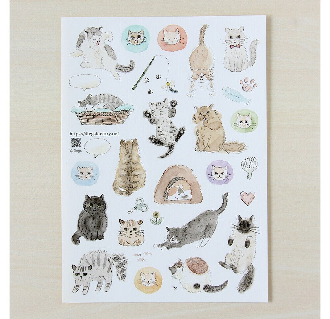 4legs Cats Sticker Sheet, House Kitty Kiss-cut Sticker Sheet, Kitten ...