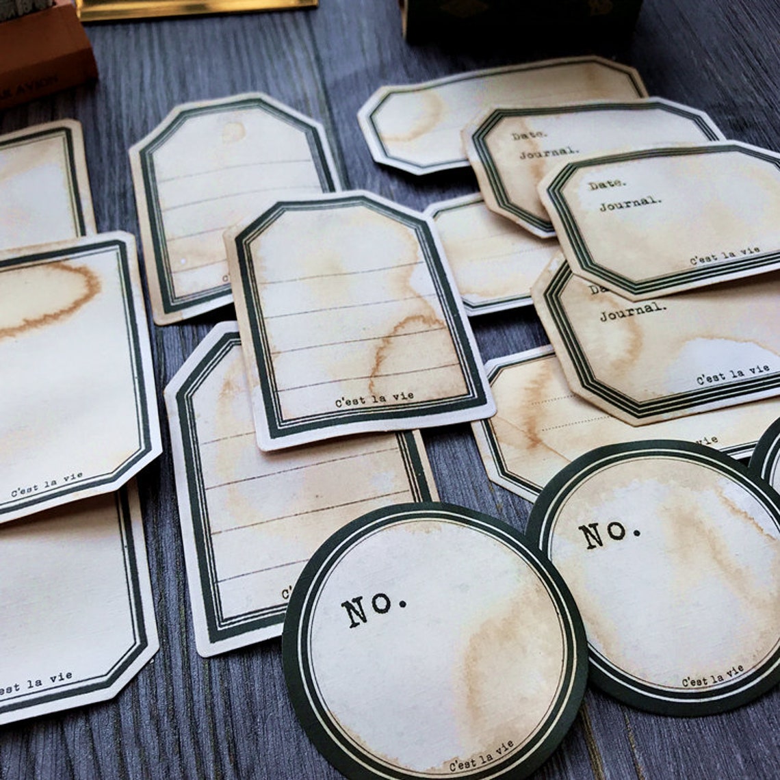 15PCS Coffee Stained Paper Labels Vintage Tags and Labels - Etsy