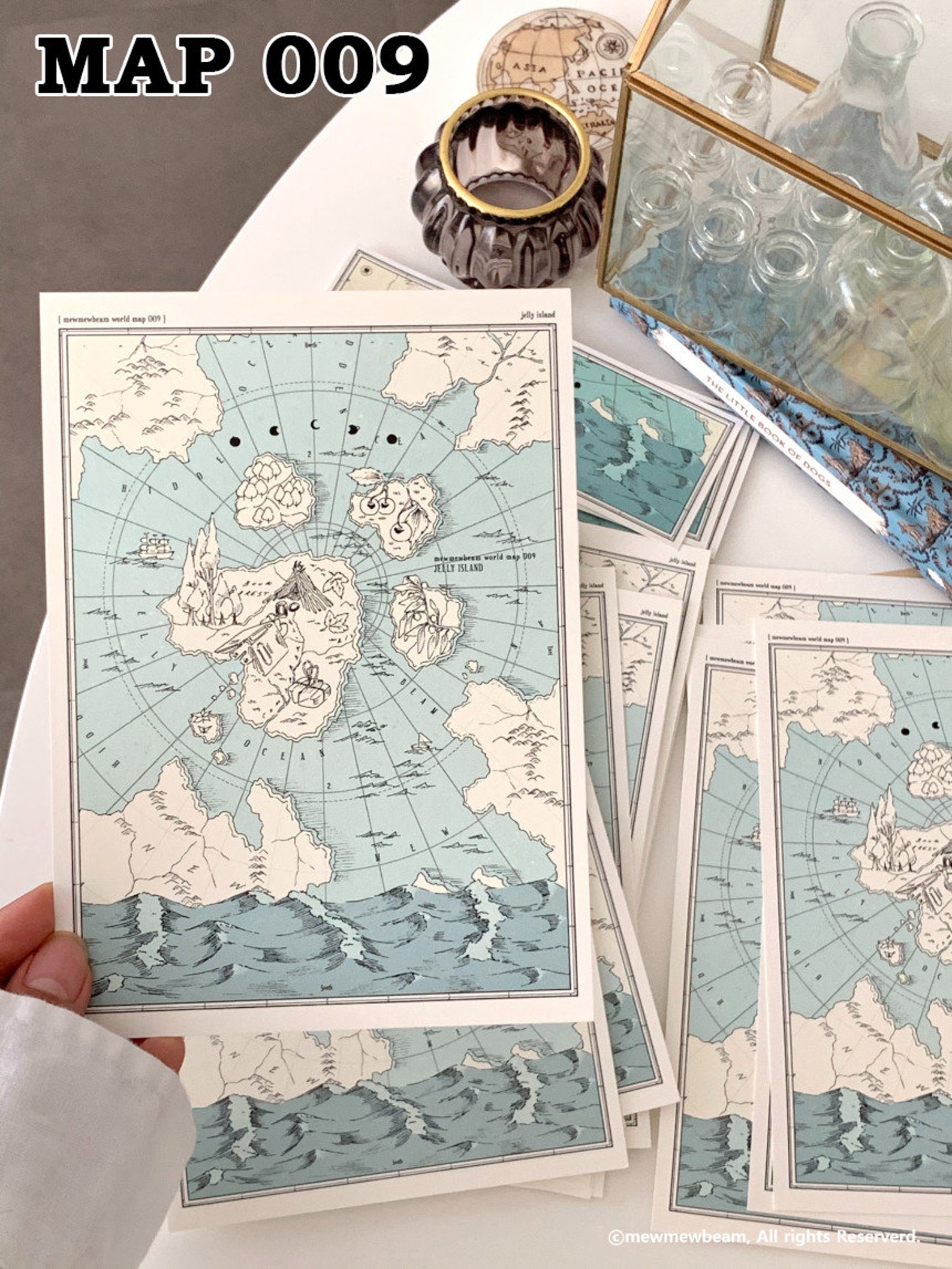 Mewmewbeam World Map Postcards Set, Artist Illustrated Post Card for ...