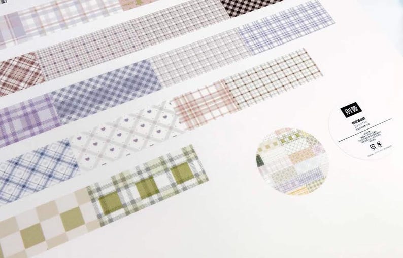 Grid Patterns 1 Masking Tape, Pastel Grid and Plaid Fabric Design Washi ...