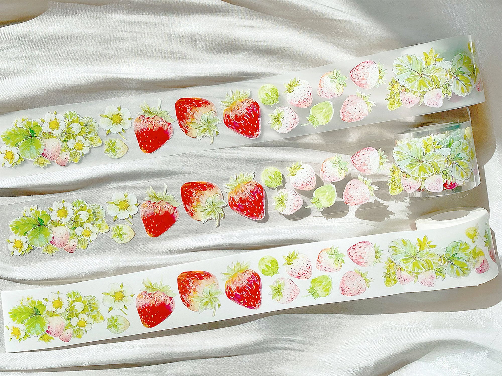 Strawberry Washi Tape, Watercolor Flowers Clear Tape, Fruits, Botany ...