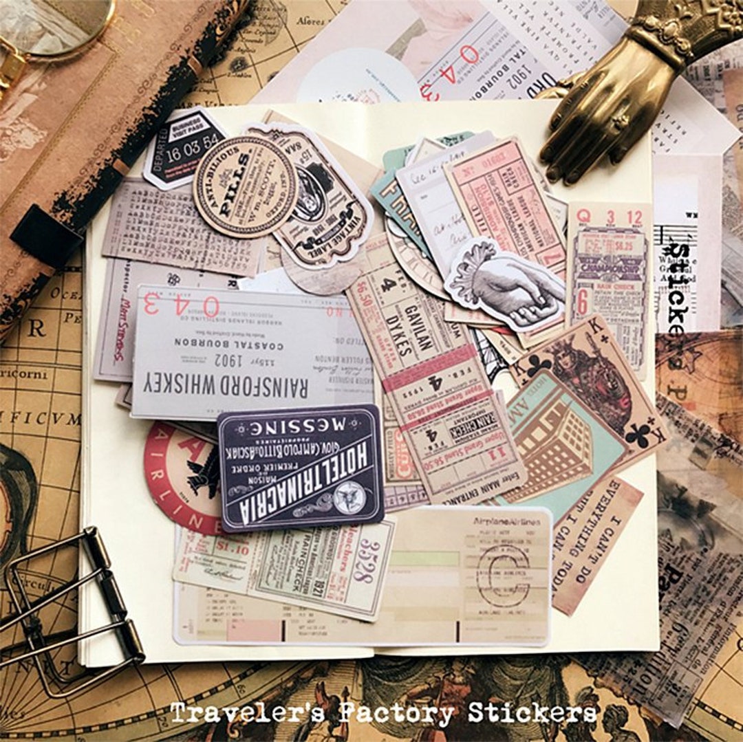 52PCS Vintage Ticket Stubs Stickers Pack, Traveler's Notebook ...