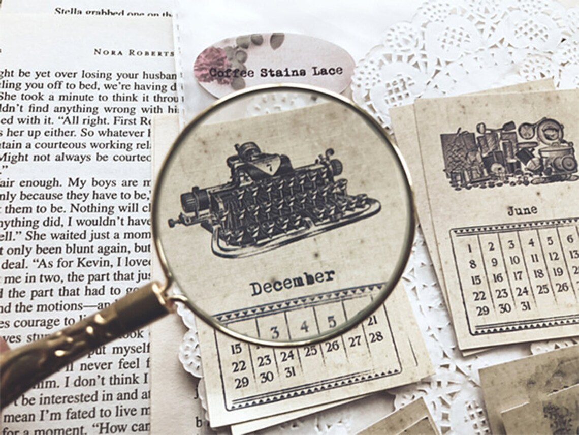 Retro Kraft Calendar Cards, Decoration for Vintage Journal, Junk ...