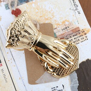 CLEARANCE *** Vintage Gold Gilded Hand Clip, Metal Clip for Traveler's ...