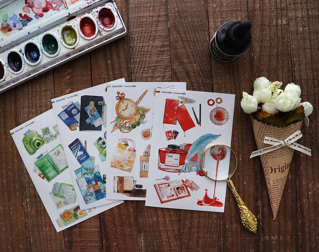 Colorful Stationery Planner Sticker Sheets, Planner Supplies, Traveler ...