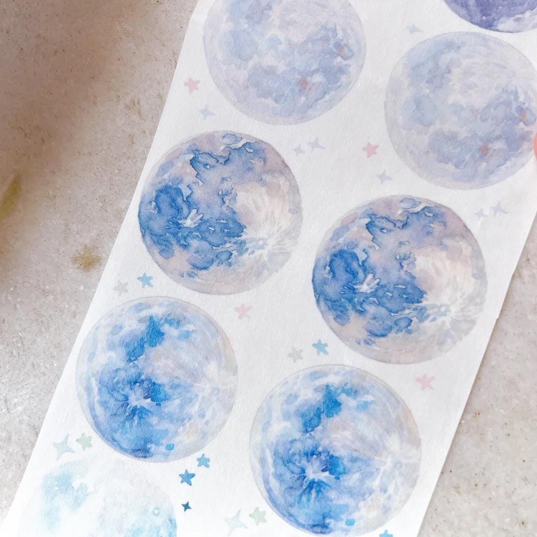 Rainbow Moon Phases Illustration Washi Tape, Lunar Phase, Moon ...
