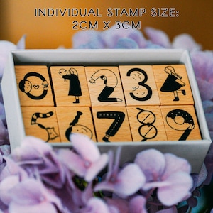 Cute Character Numbers Wood Mounted Stamps Set, Calendar Rubber Stamps ...