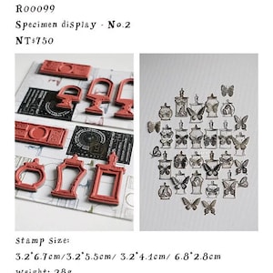 Specimen Display Rubber Stamps Set, LCN Design Studio, Red Rubber ...