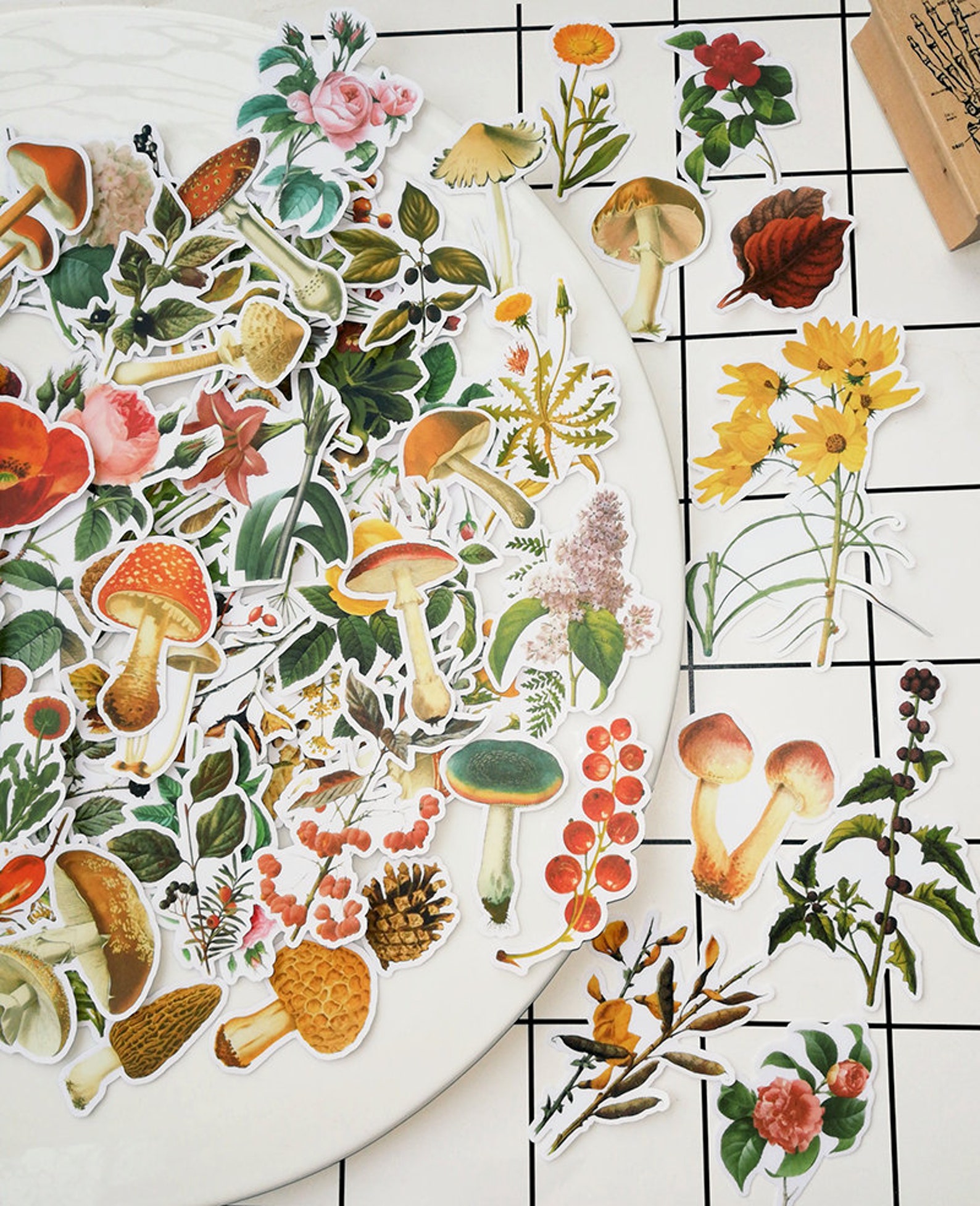 85PCS Vintage Flowers Stickers Pack Set B Translucent Flowers | Etsy