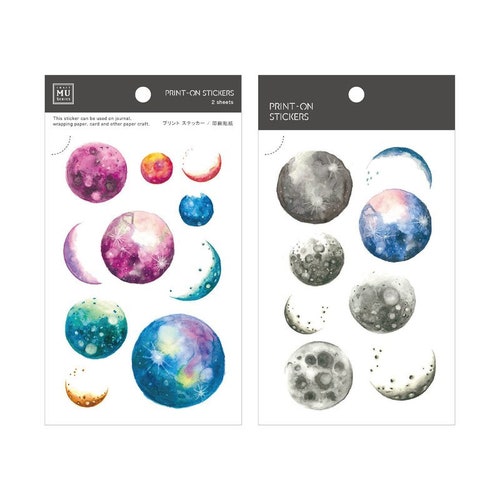 Planets Themed Stickers Pack Space Sticker Set Galaxy Moon - Etsy