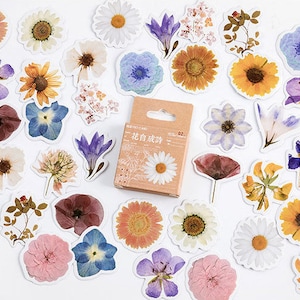 Pressed Flowers Stickers Set, Dried Flowers Stickers Pack, Floral ...