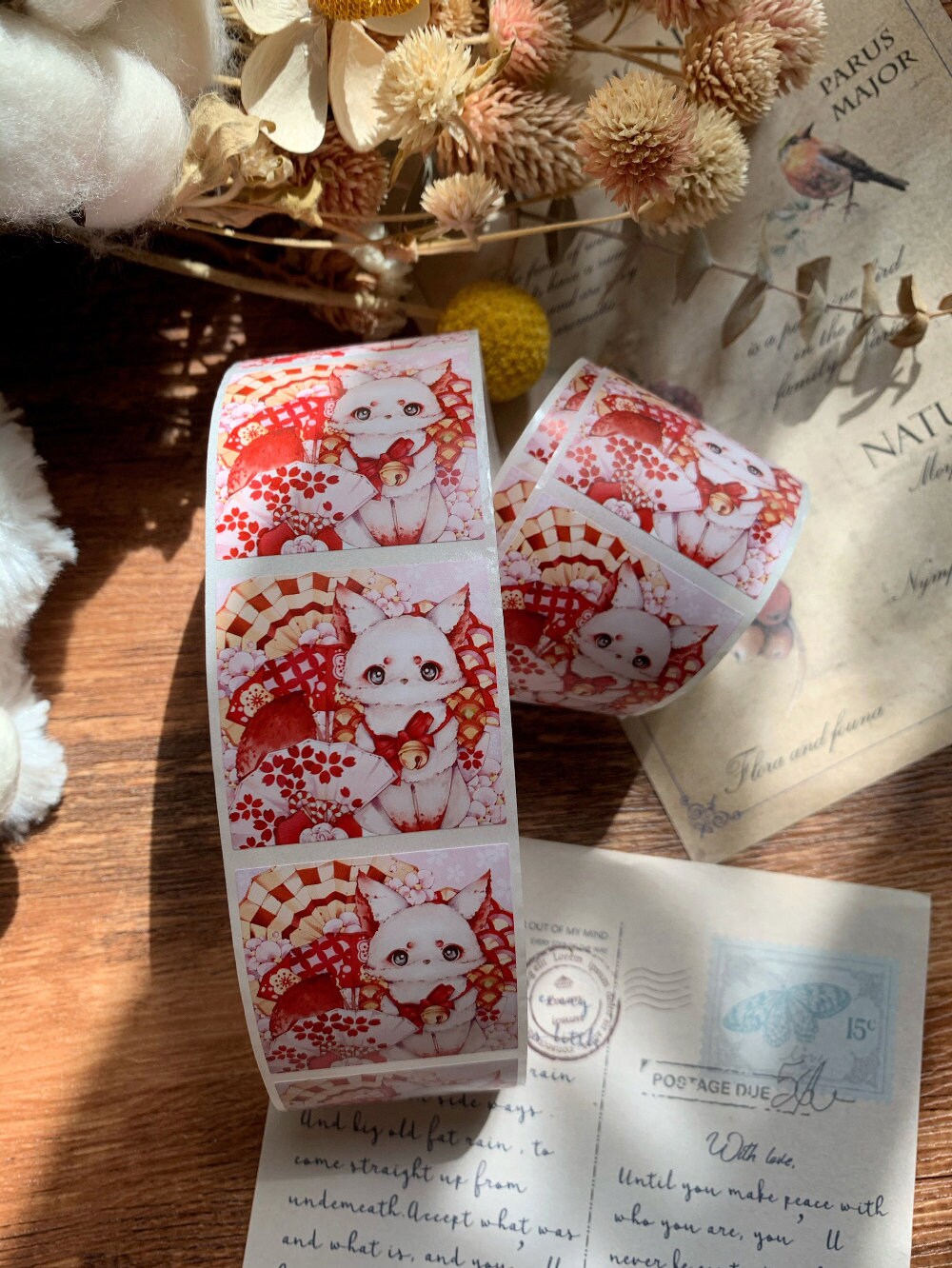 Little Fox Sticker Seals Sakura Fox Japenese Cherry Blossom | Etsy