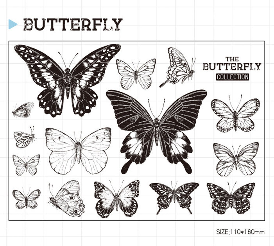 Butterflies Acrylic Stamp Set, Butterfly Specimen Stamps for Journaling ...