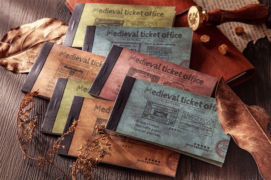 Medieval Ticket Office Paper Pad, Vintage Tickets Replica, Colorful ...