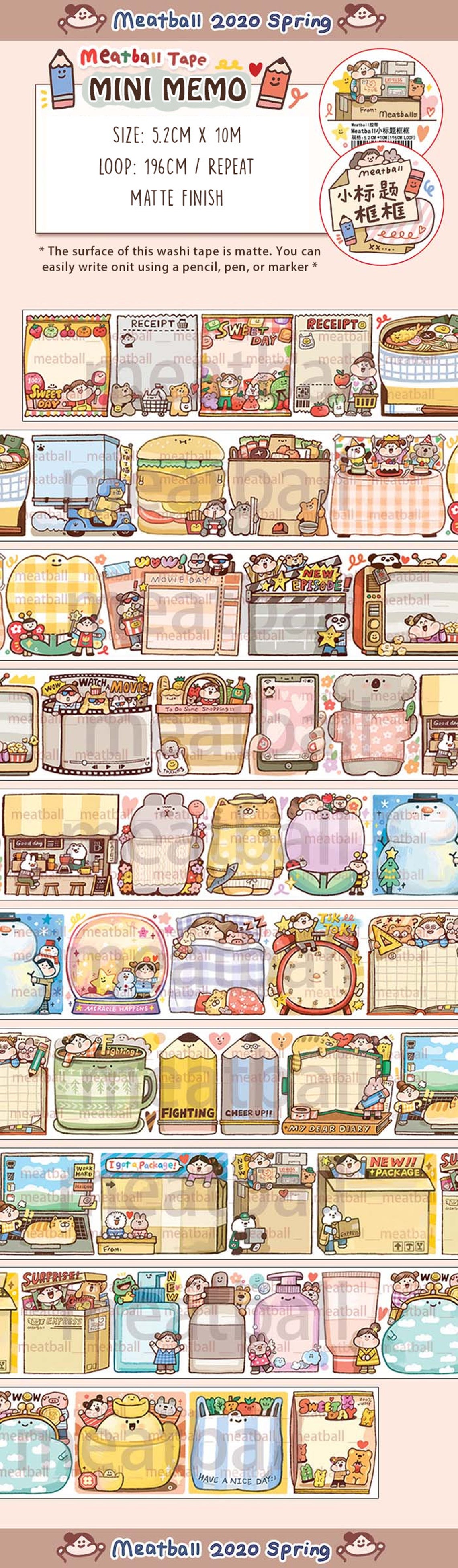Mini Memo 2 Washi Tape Meatball Series Masking Tape - Etsy