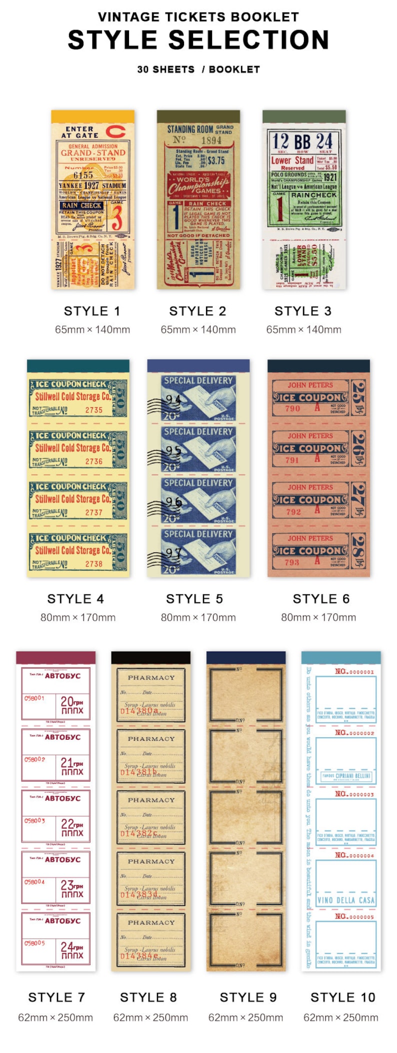 Assorted Vintage Tickets Paper Pad C Vintage Bus Transit | Etsy