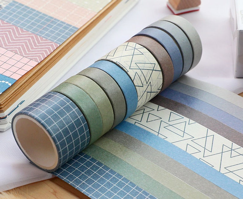 10 Rolls Assorted Colors Washi Tape Set Color Palette Solid | Etsy