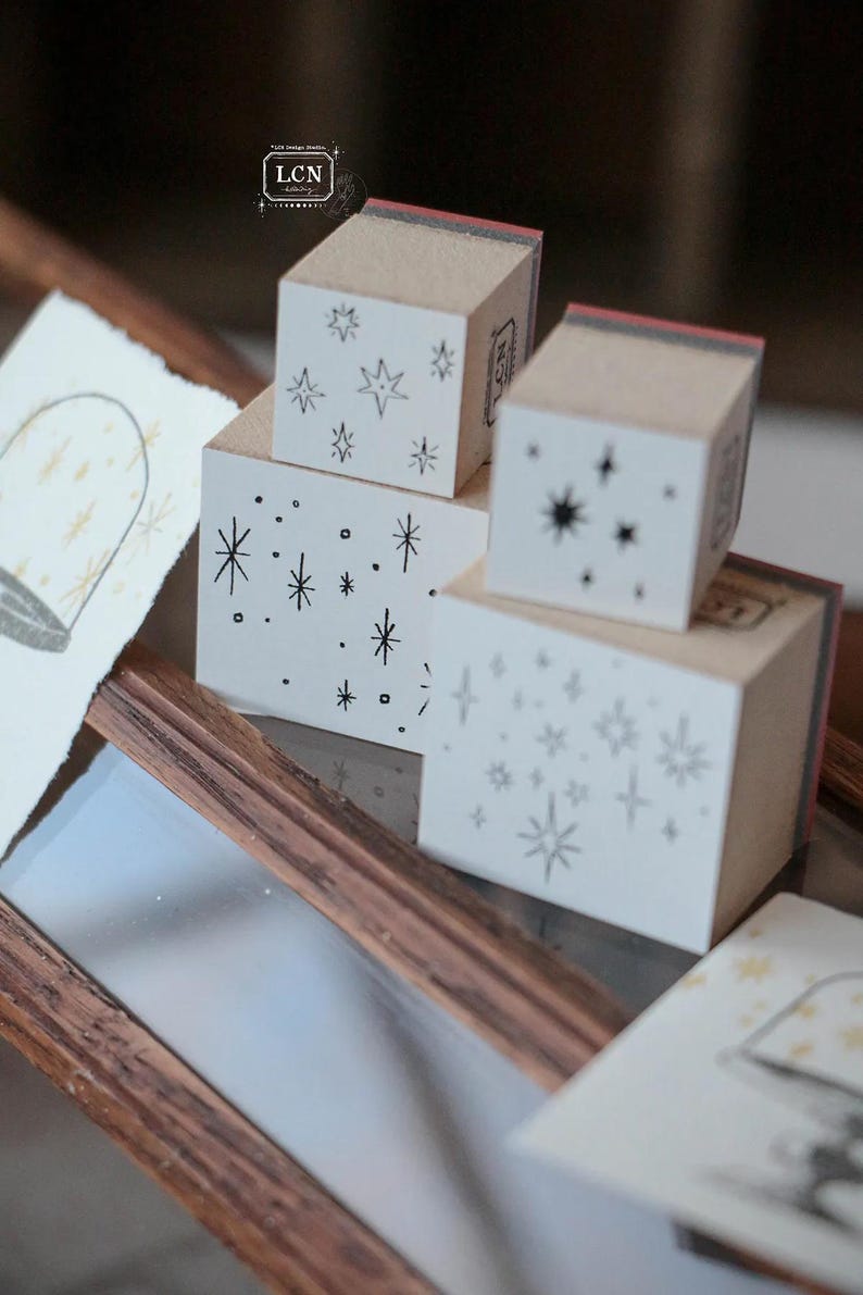 Hand Drawn Stars Rubber Stamp, LCN Design Studio Lignous Stamp, Lin ...